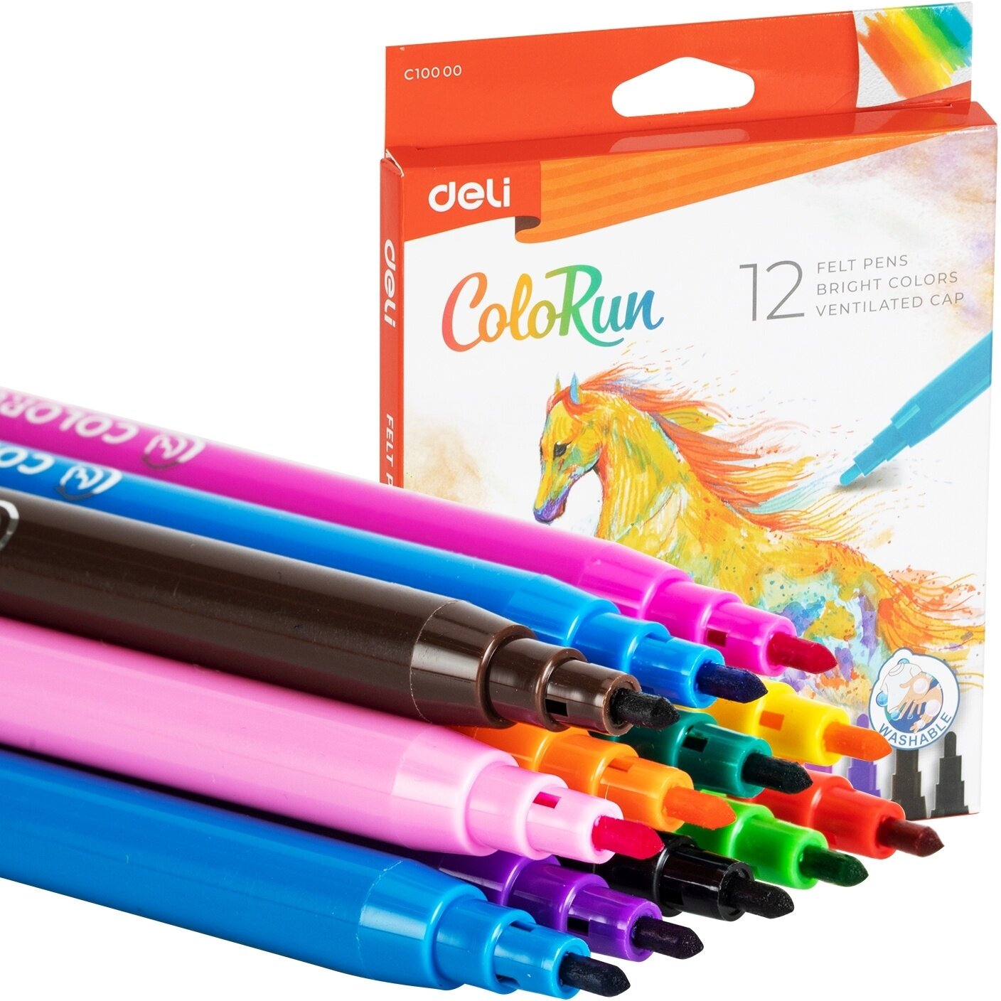 Купить Фломастеры Deli ColoRun EC10000 вентилируемый 12 цветов в Крыму ...