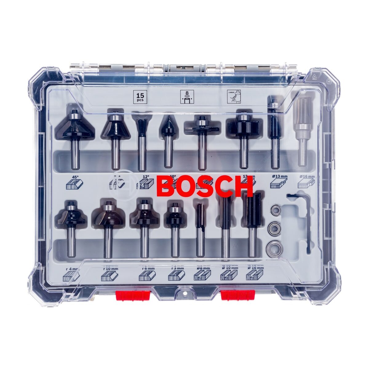 Купить Набор фрез Bosch 2607017472 по дереву dпосад.-8мм фрезеры 15шт в ...