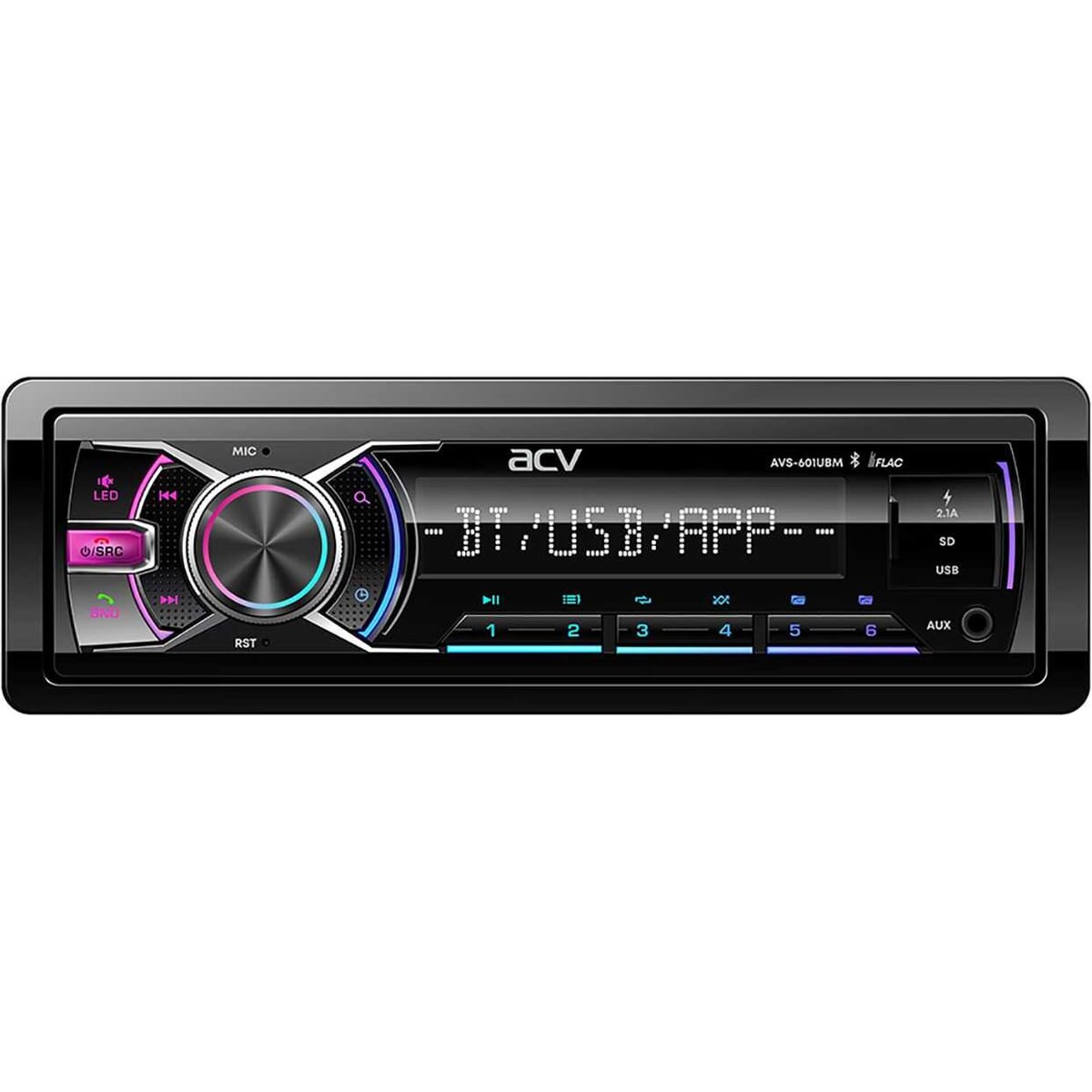 Купить Автомагнитола ACV AVS-601UBM (1din/мультицвет/BT/2 USB/AUX/SD/FM/3RCA/SUB/5 зон подсветки ...