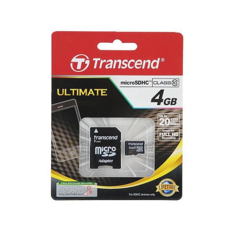Купить Карта памяти Transcend TS4GUSDHC10 microSDHC 4GB Class 10 (SD адаптер) TS4GUSDHC10 в ...