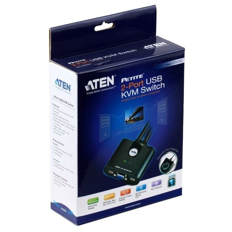 Купить KVM-переключатель Aten CS22U-(A7) 2 Port USB KVM Switch в Крыму, цены, отзывы ...